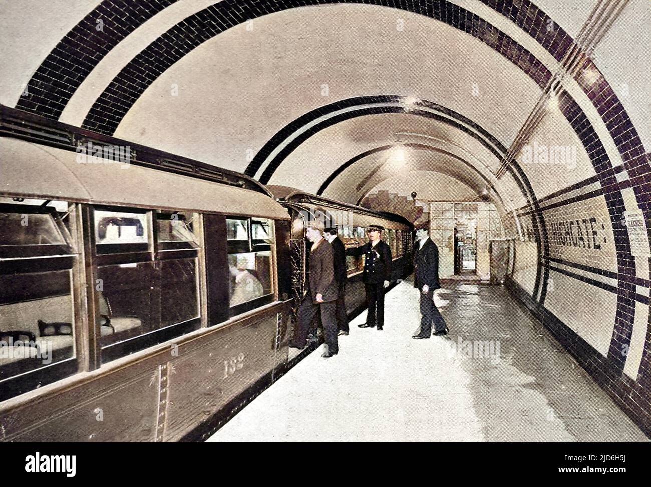 A view of the platform at Highgate during the running of experimental ...