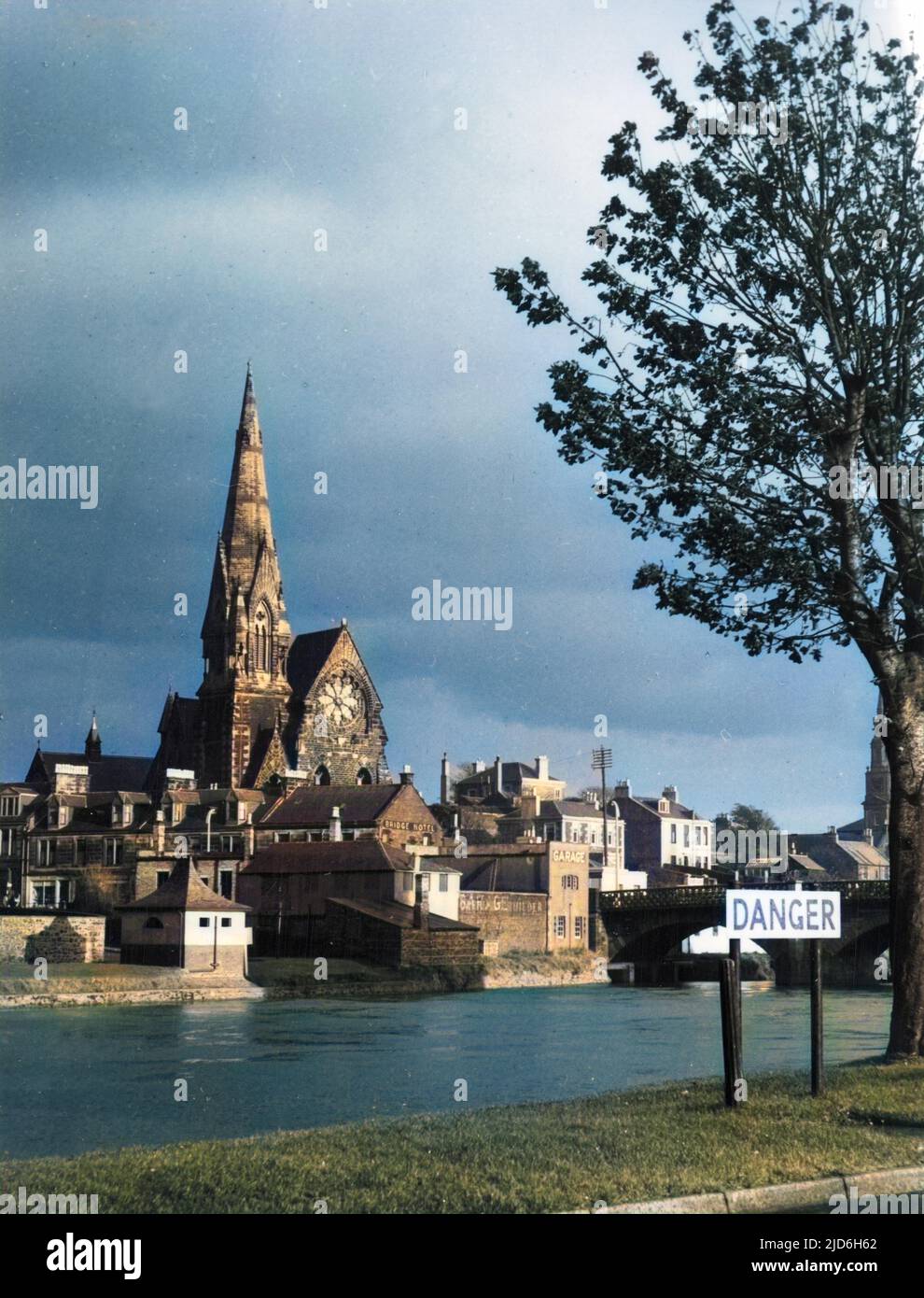 A view of the town of Irvine, from across the River Irvine, Ayrshire ...