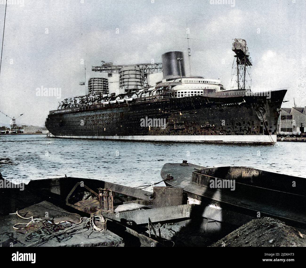 The liner 'Normandie' at St. Nazaire, February 1935. Launched in 1932 ...