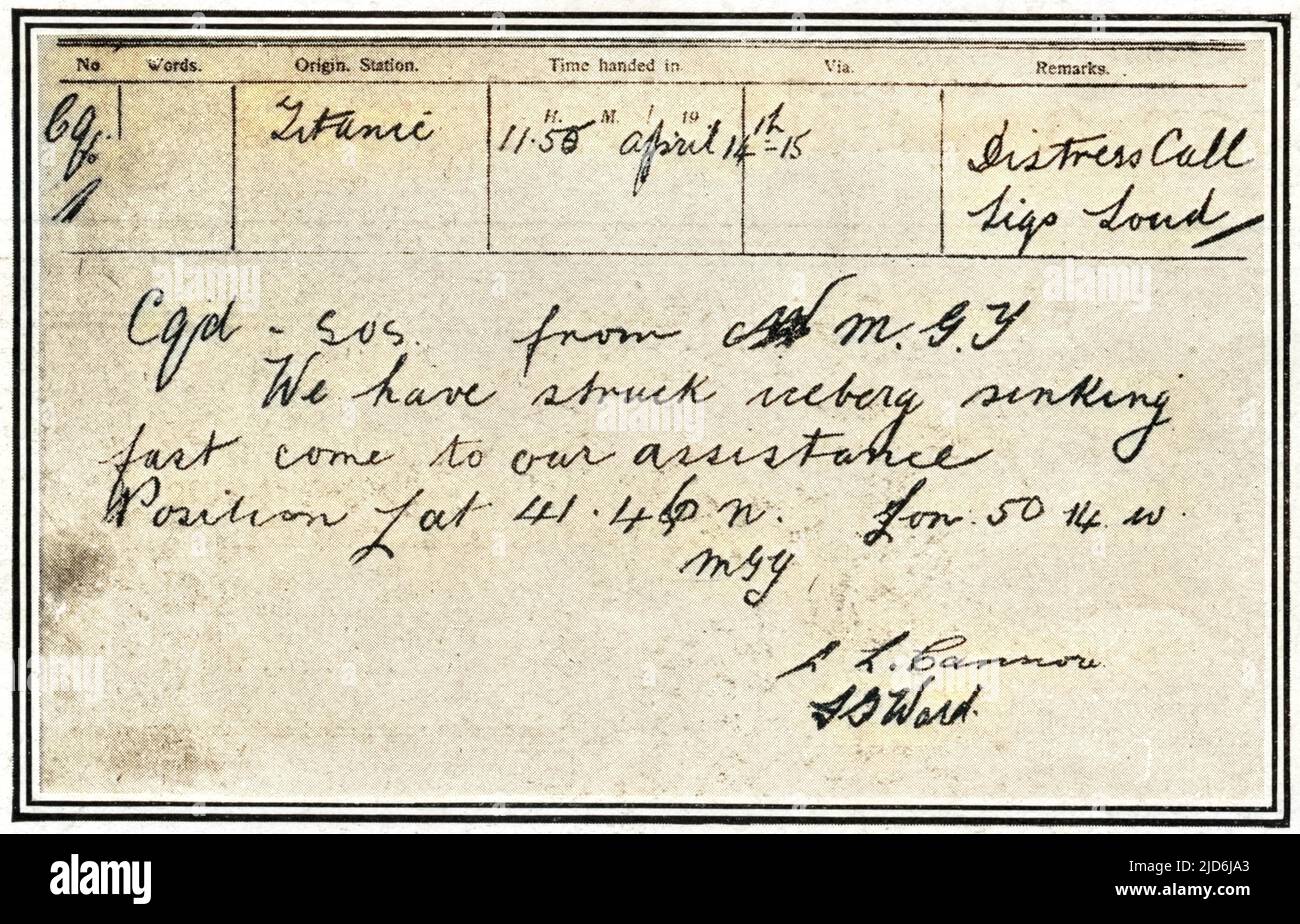 Sinking of the titanic communication hi-res stock photography and ...