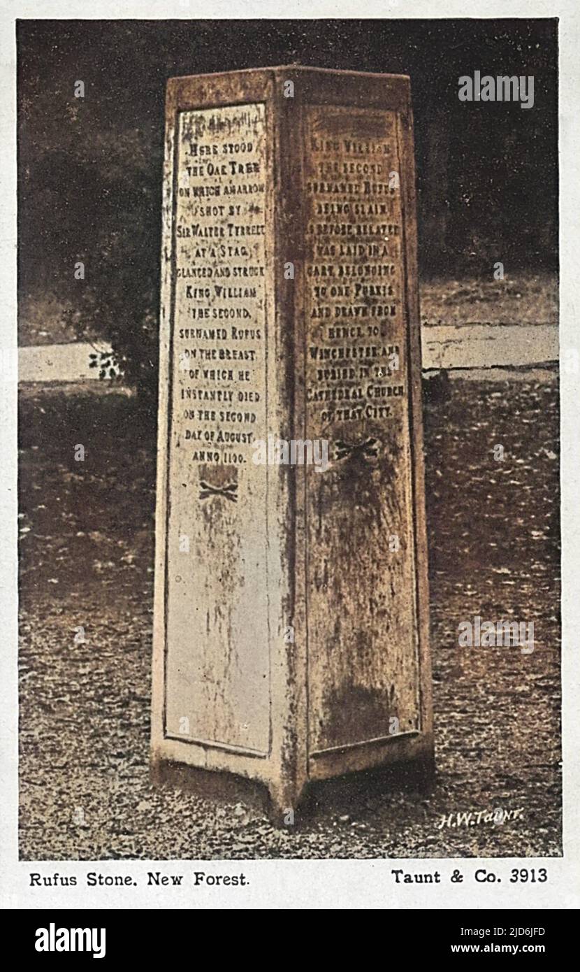 The Rufus Stone, New Forest, Hampshire, England, marking the spot where ...