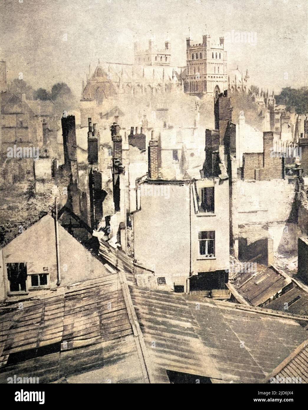 Exeter under fire - Damage sustained by bombing on the city by German ...