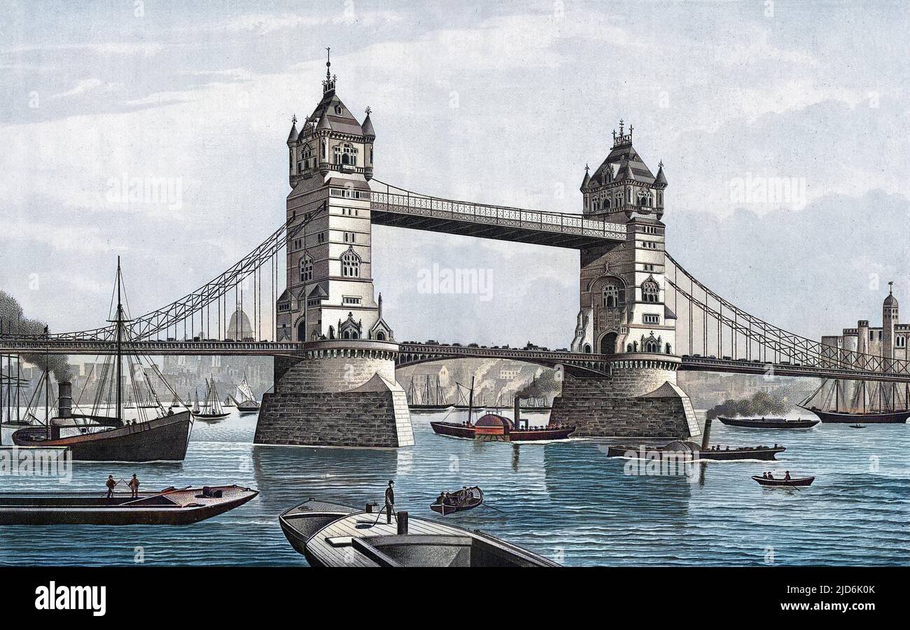 The Original Design for the New Tower Bridge, London - The final towers ...