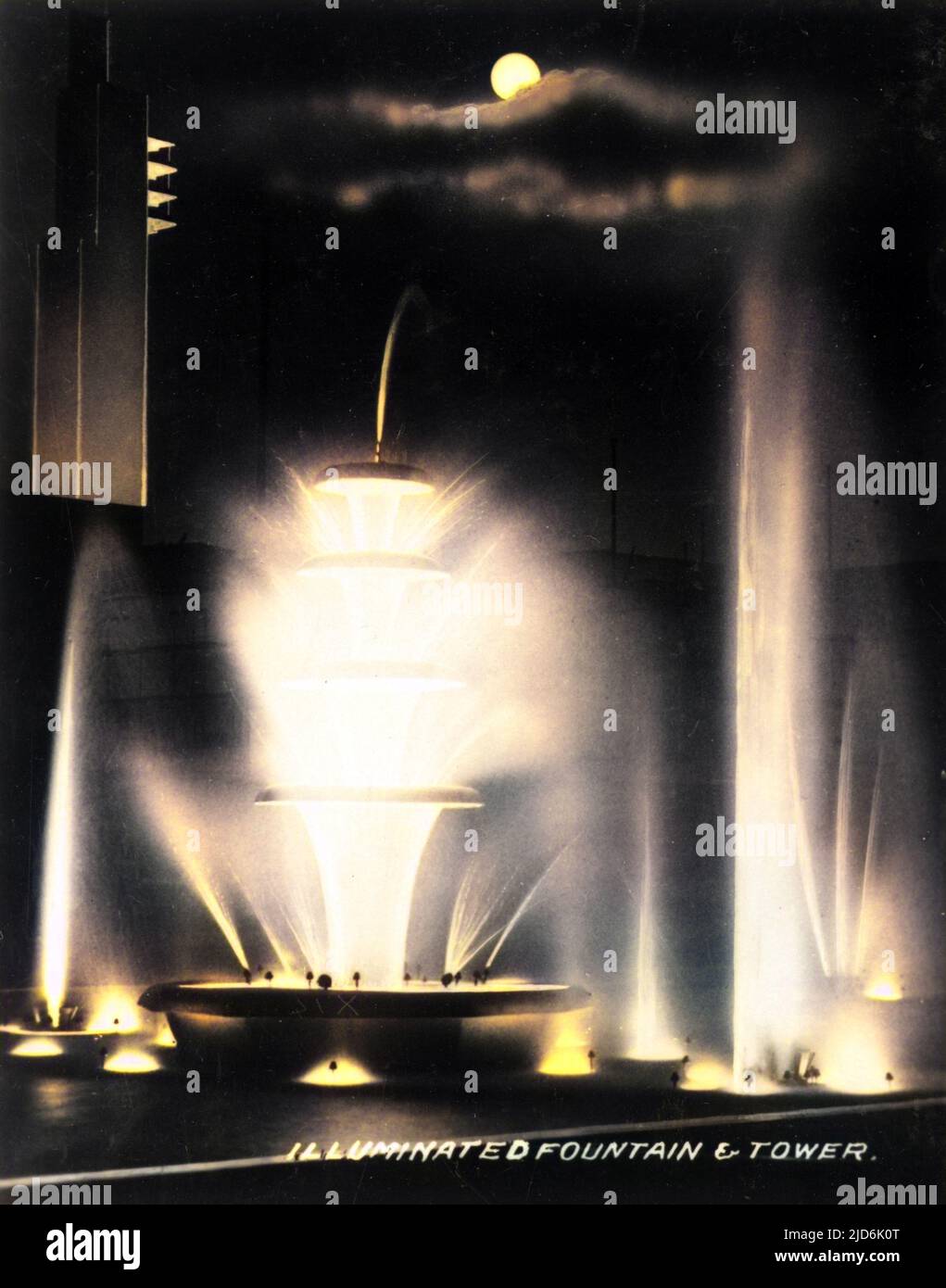 Illuminated Fountain and Tait Tower - British Empire Exhibition ...