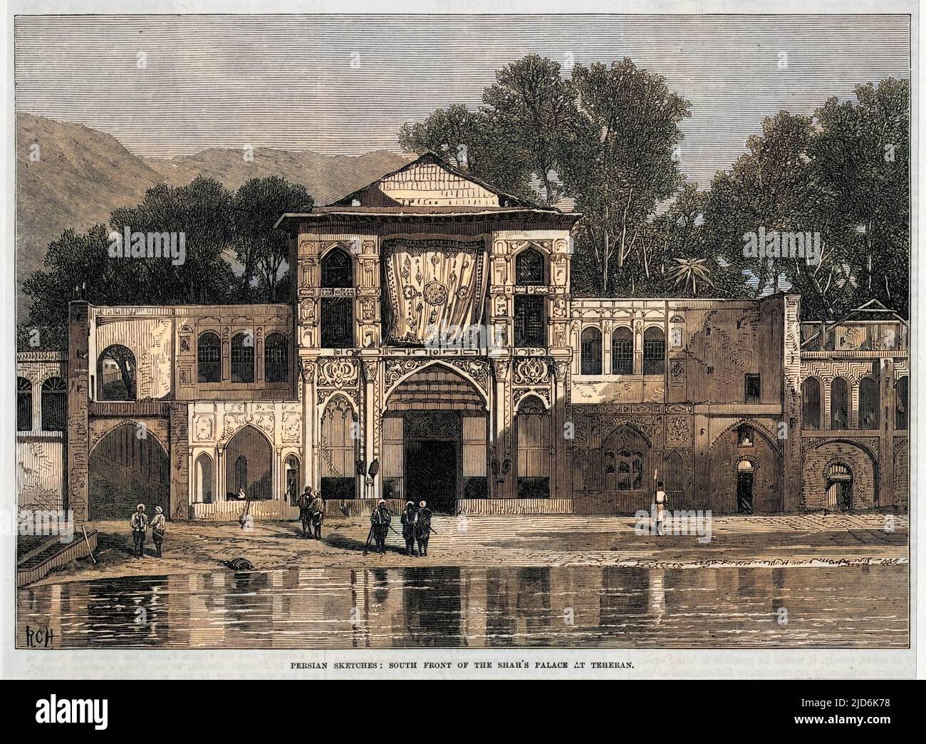 The palace of the Shah of Persia : the south front. Colourised version ...