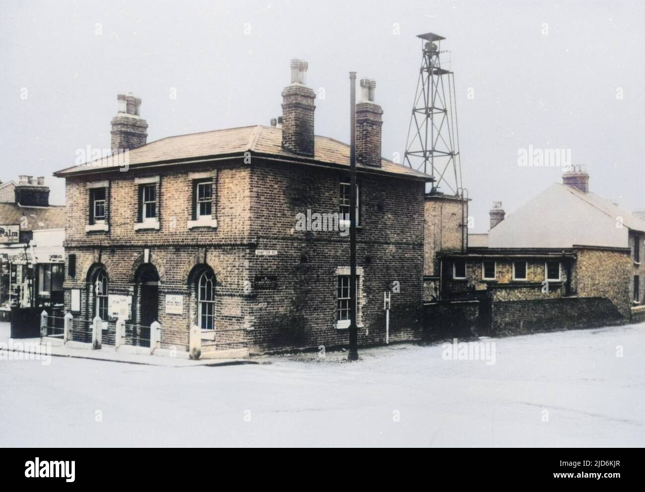 Dagenham Police station on Shafter Road. Colourised version of ...