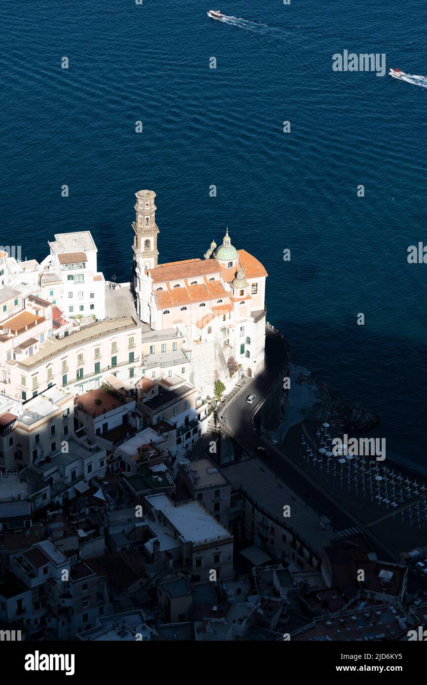 View from above, stunning aerial view of the village of Atrani. Atrani ...