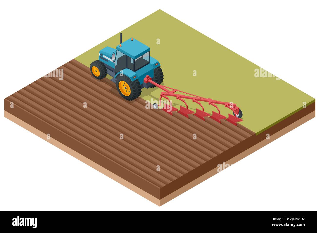 Tractor ploughing spring Stock Vector Images - Alamy