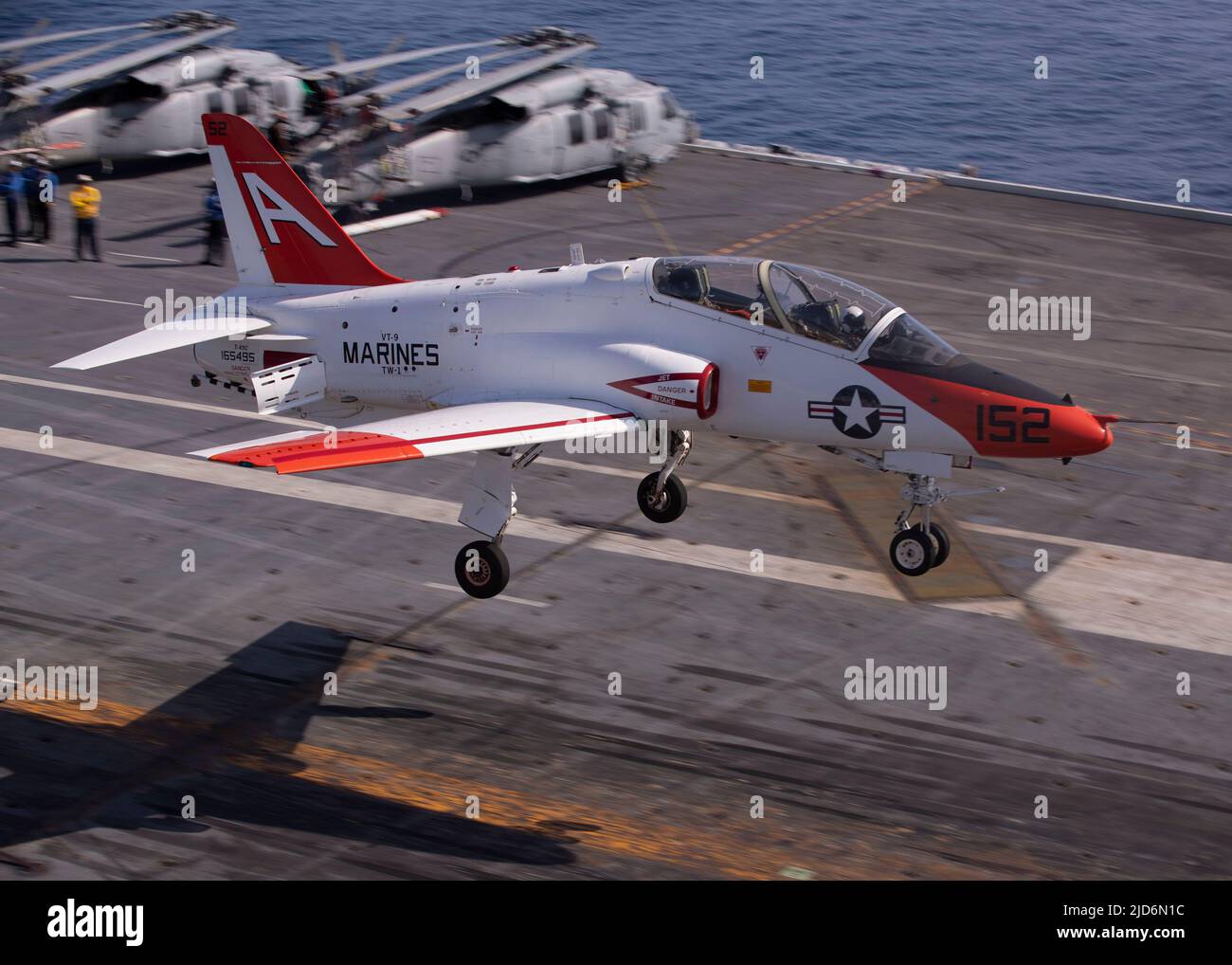 A T-45C Goshawk, attached to Training Air Wing 1, approaches USS Gerald ...
