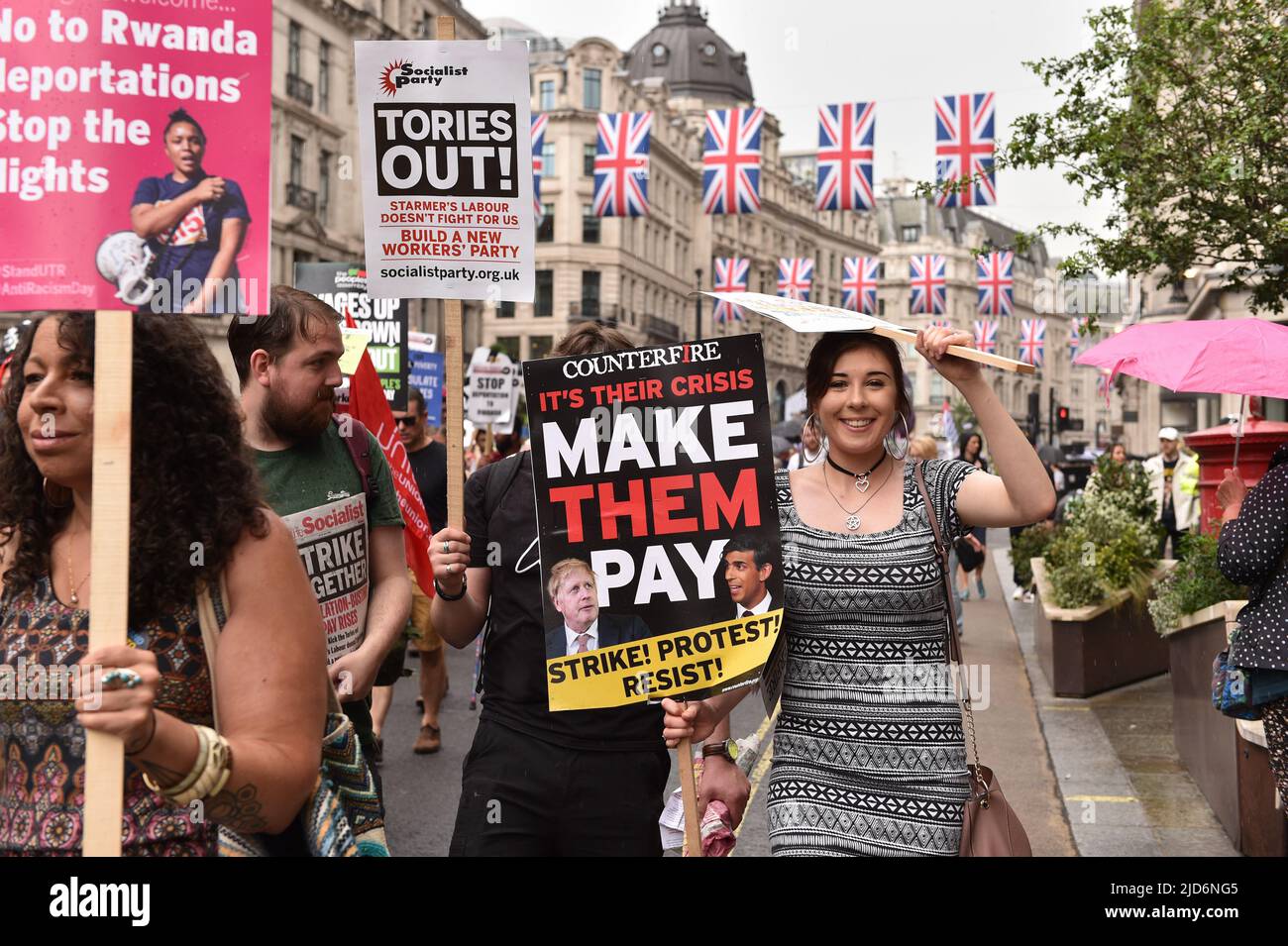 London, England, UK. 18th June, 2022. Thousands of protesters marched ...