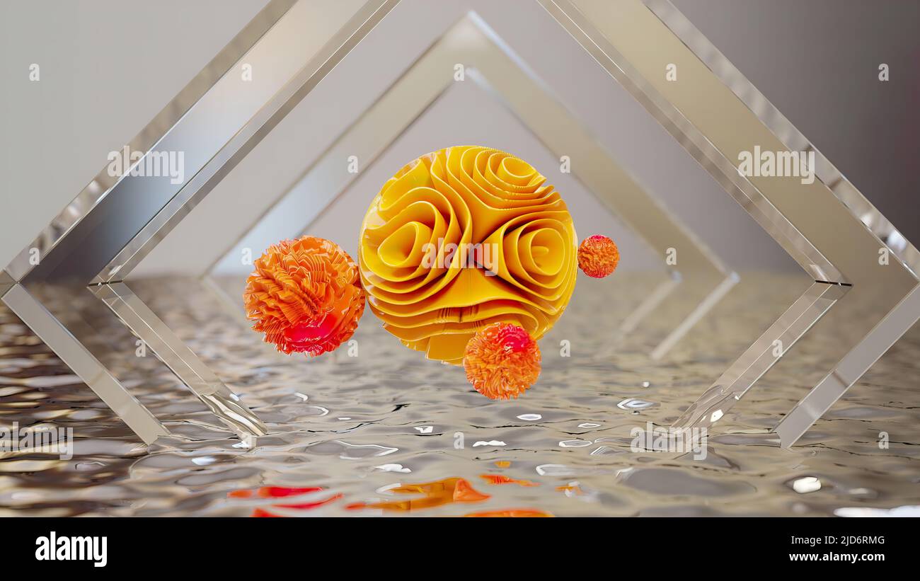 3d illustration of wavy abstract art 3d spheres, Motion design template ...