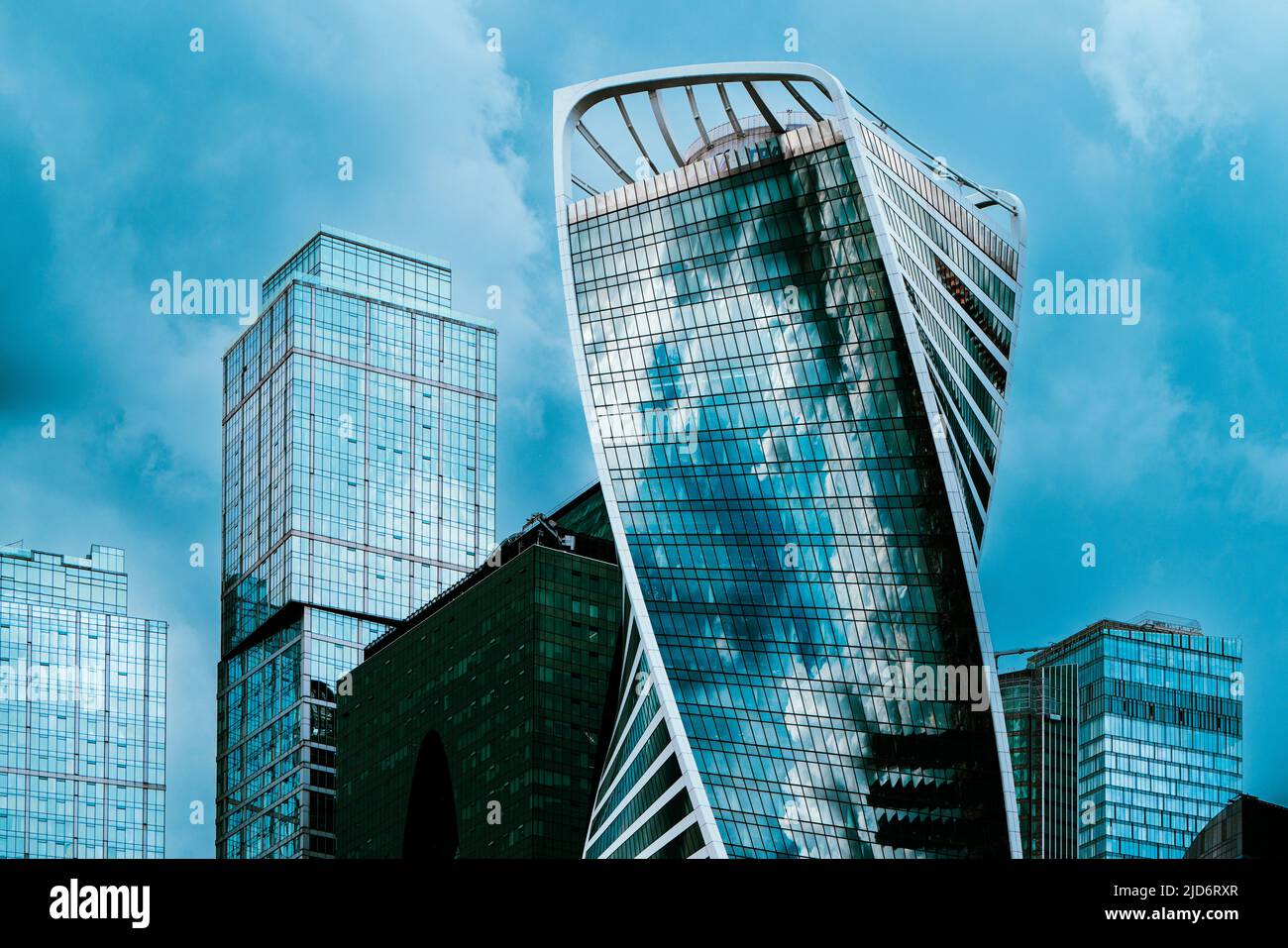 MOSCOW, RUSSIA - JUNE 17, 2022: Fragment of a complex of high-rise ...