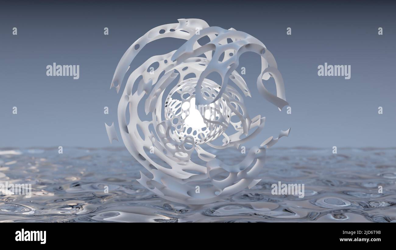 3d illustration of wavy abstract art 3d sphere, Motion design template ...