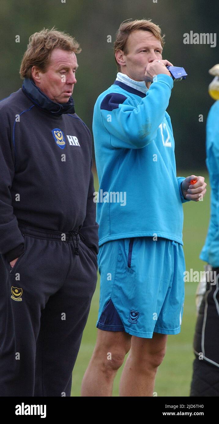 PORTSMOUTH MANAGER HARRY REDKNAPP AND TEDDY SHERINGHAM AT TRAINING ...