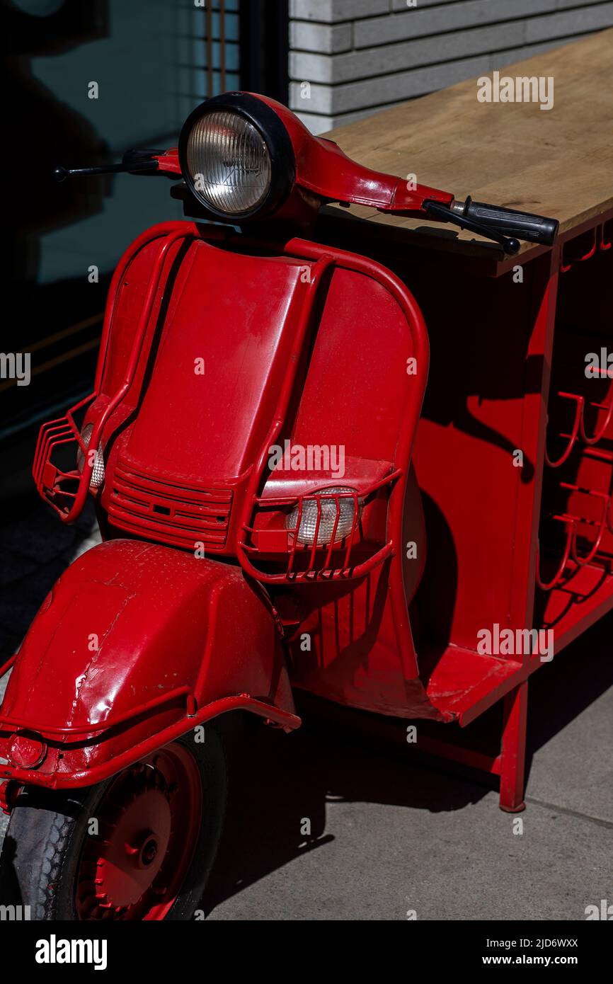 vintage red scooter with old details Stock Photo - Alamy