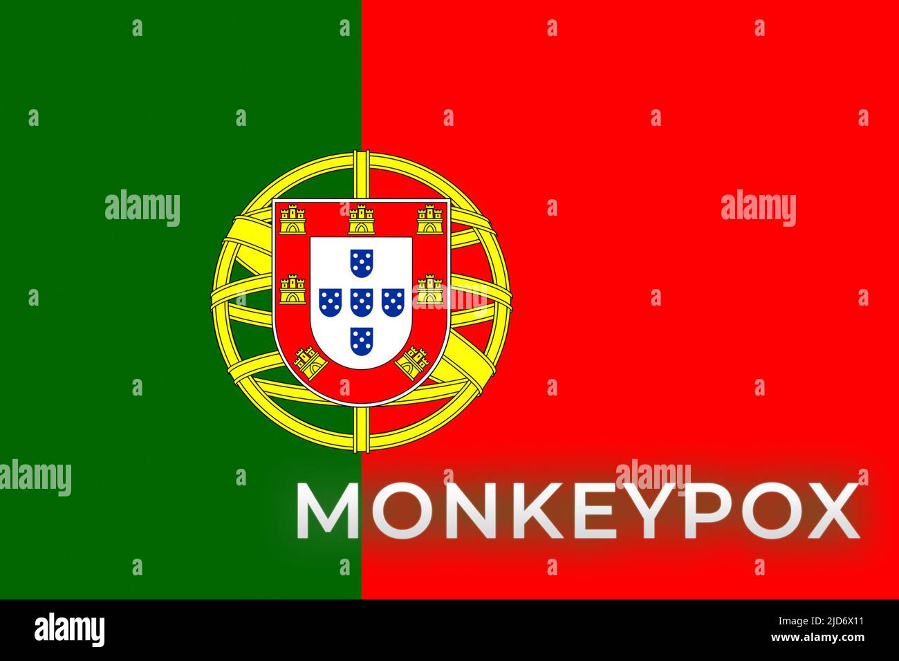 Monkeypox virus. Portugal flag background. Outbreak concept. Virus ...