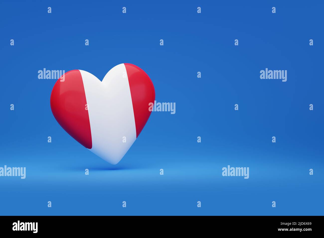 Heart with the colors of flag Peru with copy space. 3d illustration ...