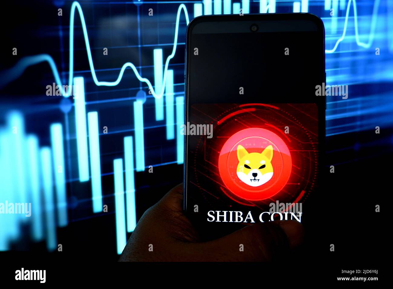 India. 18th June, 2022. In this Photo illustration a logo of Shiba coin ...