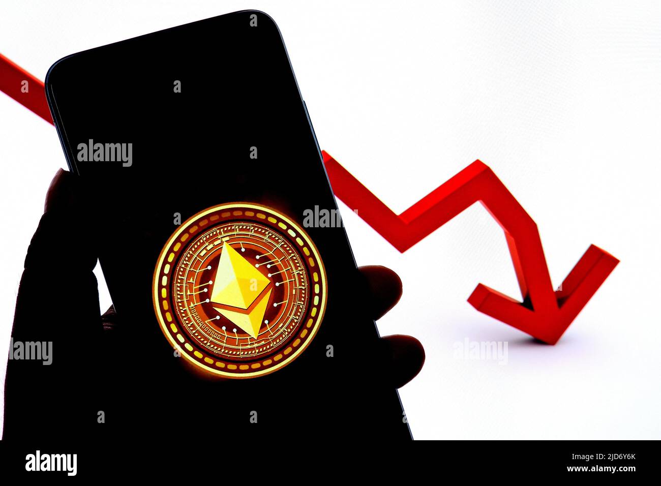 India. 18th June, 2022. In this Photo illustration an Ethereum logo ...