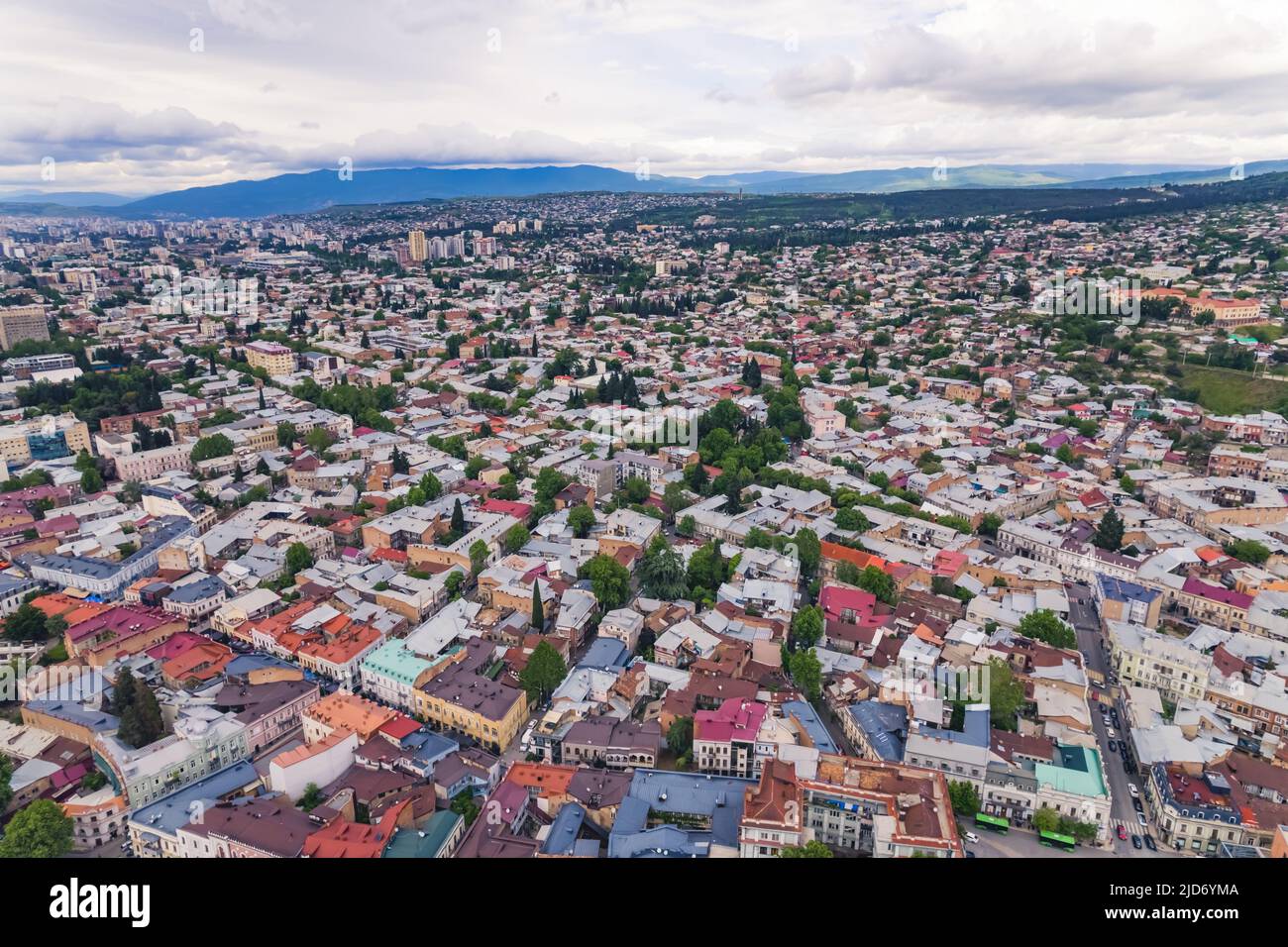 beautiful birds-eye view of Tbilisi city, Georgia, Caucasia. High ...