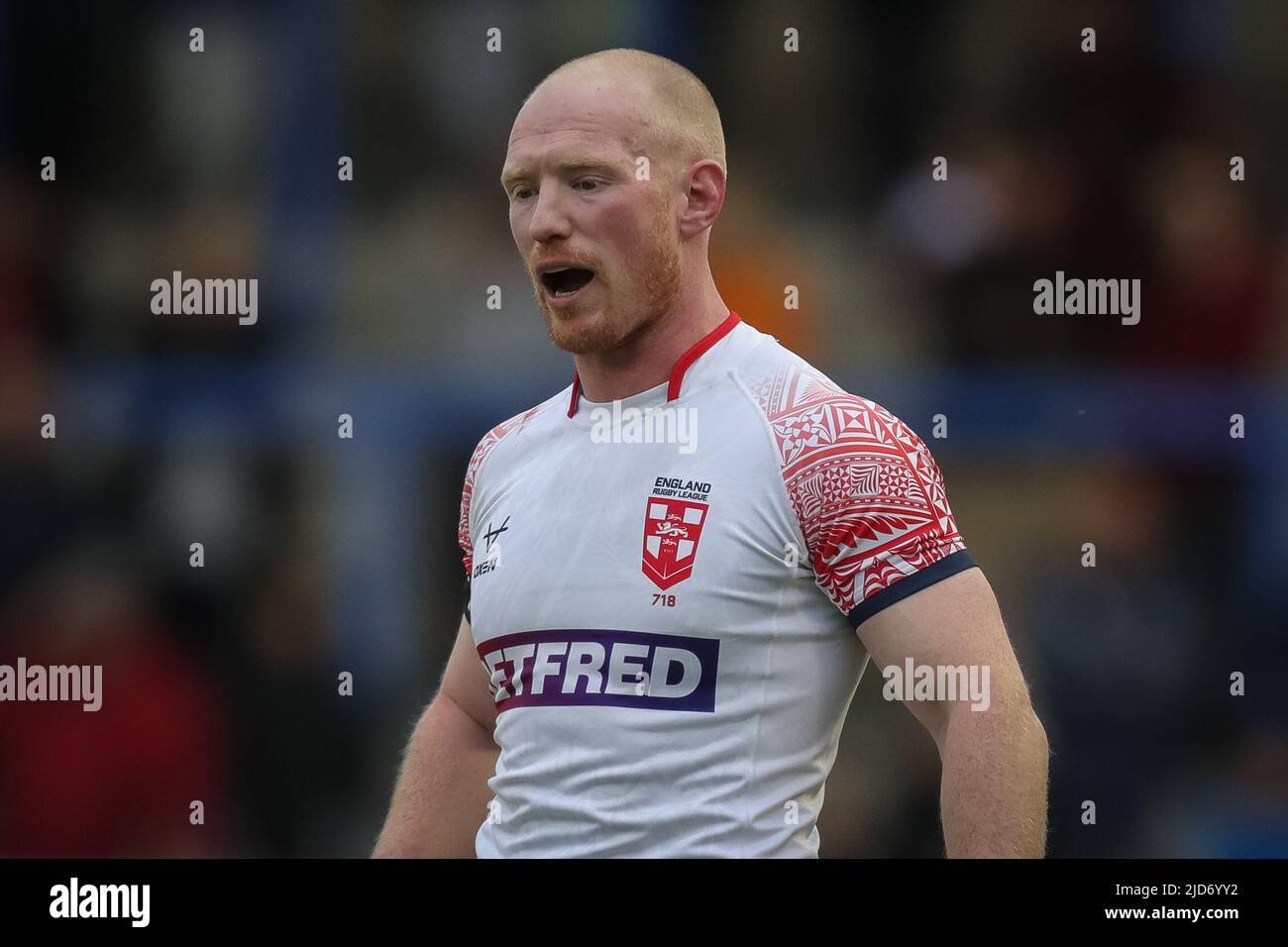 Liam Farrell #11 of the England national rugby league team during the ...