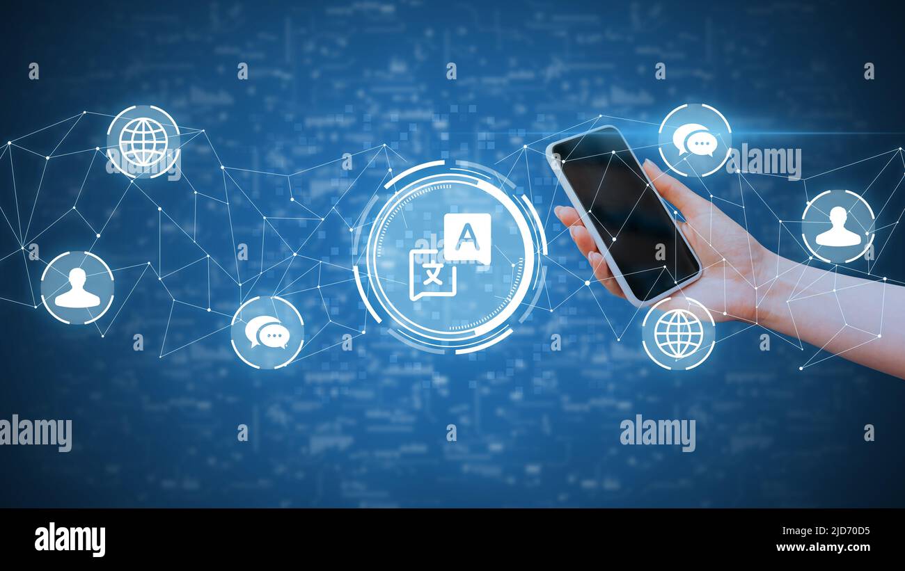 The concept of technologies for translating text on the background of a ...