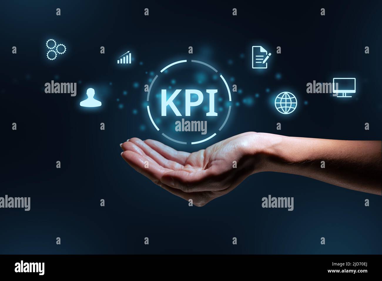 Concept KPI or Key Performance Indicator. Business acronym. Holographic ...