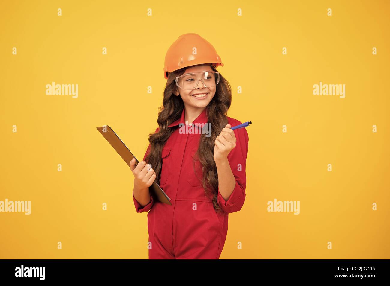 good job. future engineer. study at school. sight check. teen girl in ...