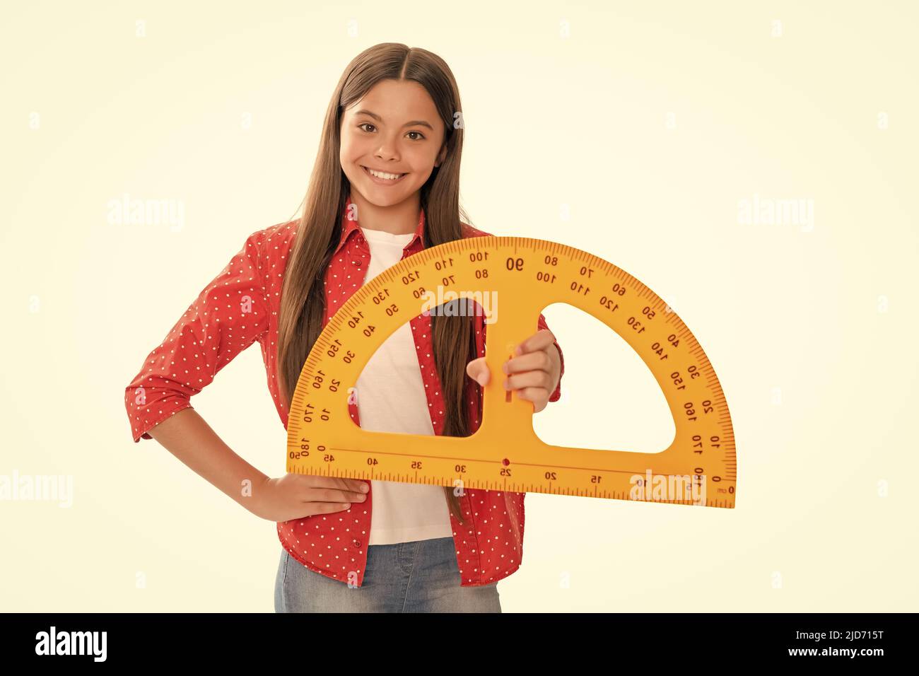 back to school. algebra and geometry. kid study math. measure the size ...