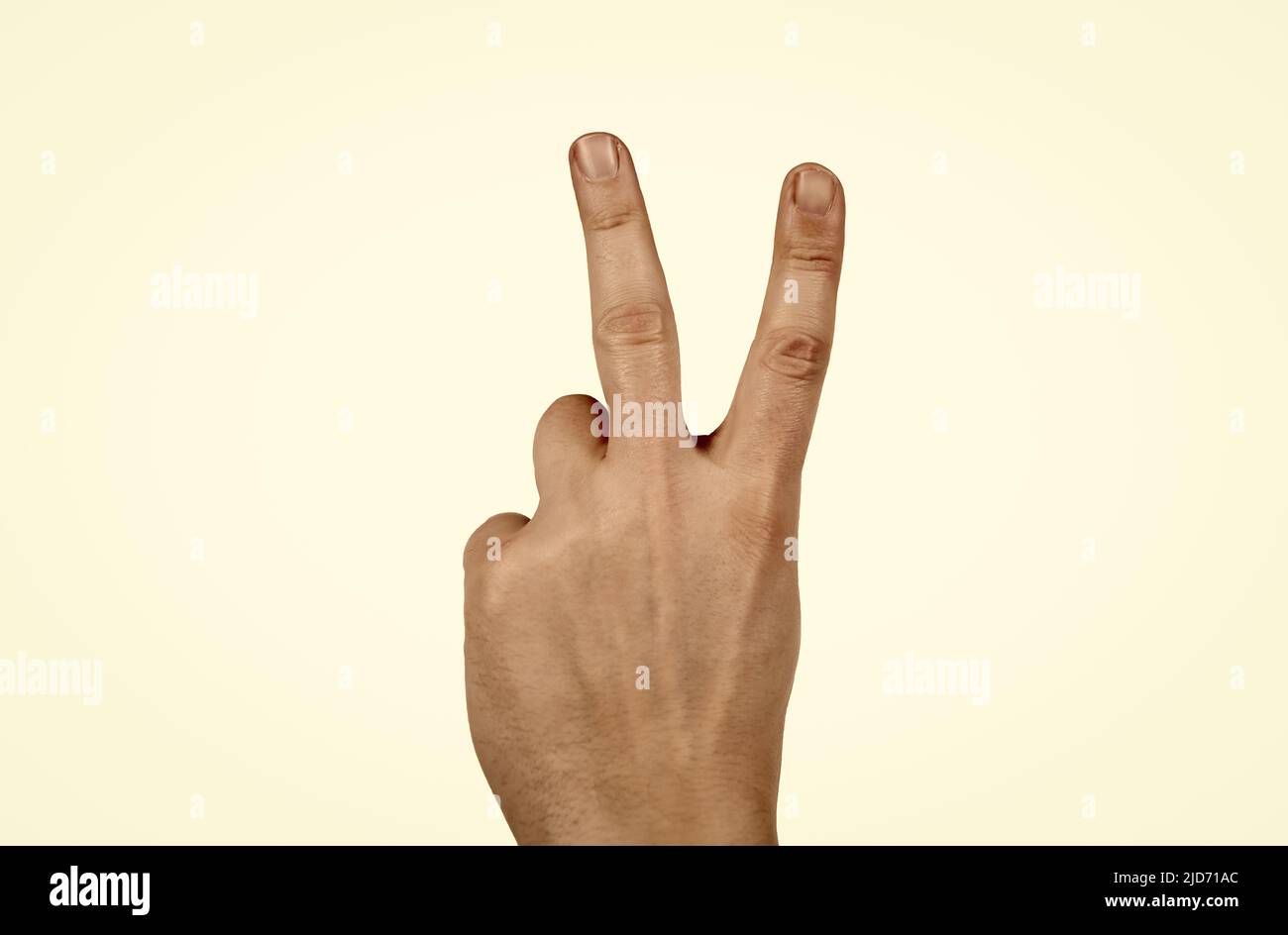 hand showing peace gesture isolated on white background, victory sign ...