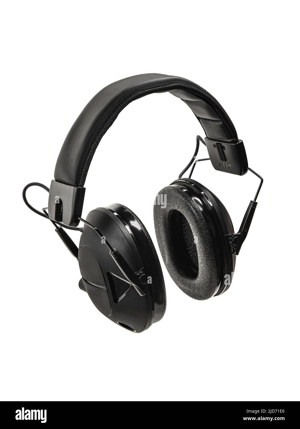 Protective headphones on a white. Safety equipment. Headphones for ...