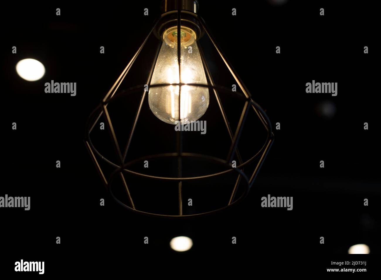 Lamp in dark. Light source. Electric glow. Interior details Stock Photo ...