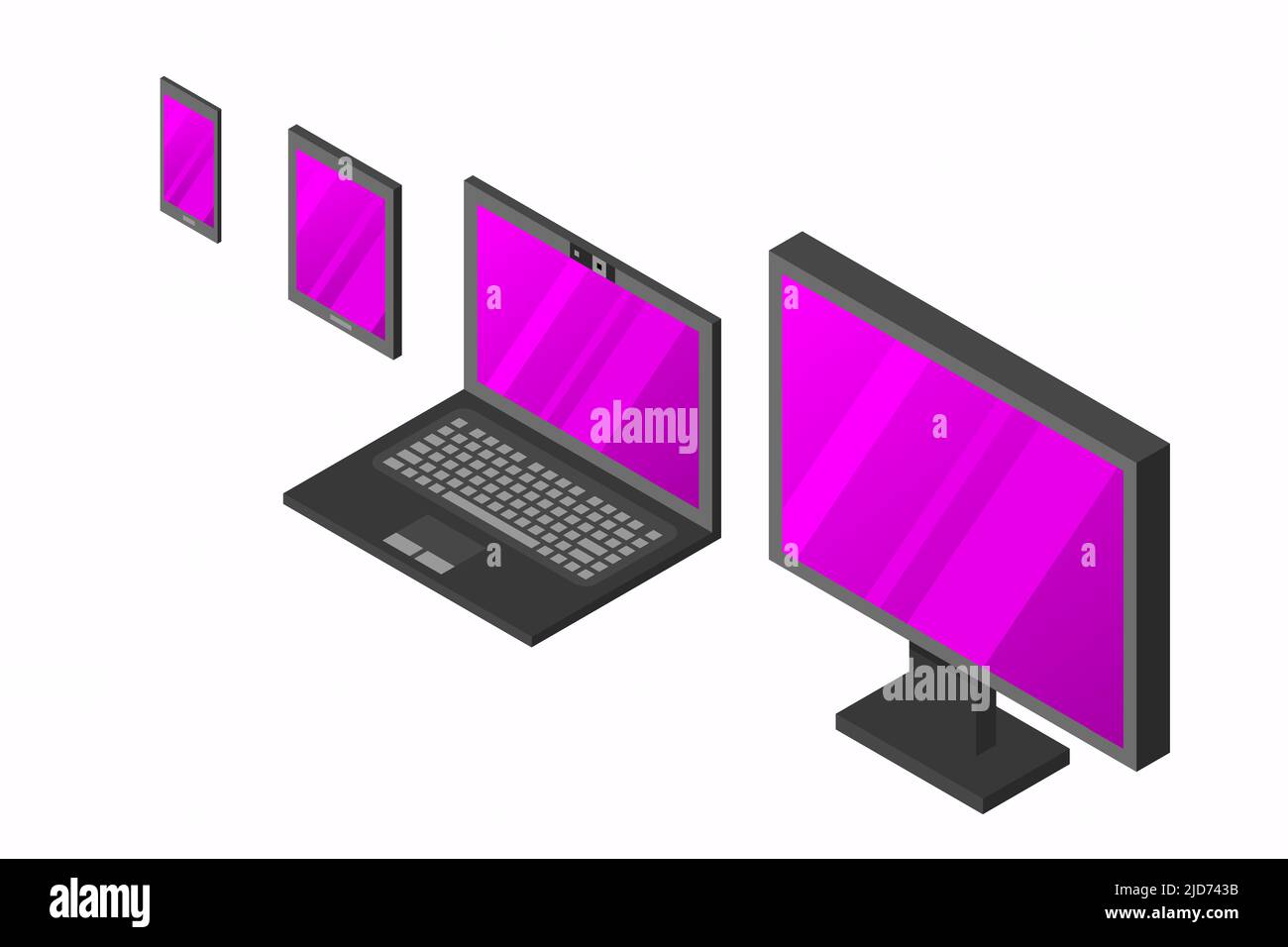 Isometric vector set of computer laptop tablet pc and smart-phone. 3d ...
