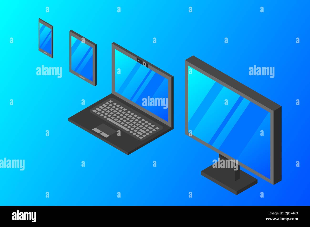 Isometric vector set of computer laptop tablet pc and smart-phone. 3d ...