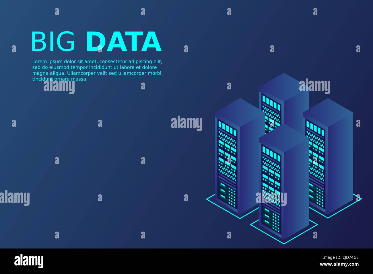 Mainframe, powered server, high technology concept, data center, cloud data storage isometric ...