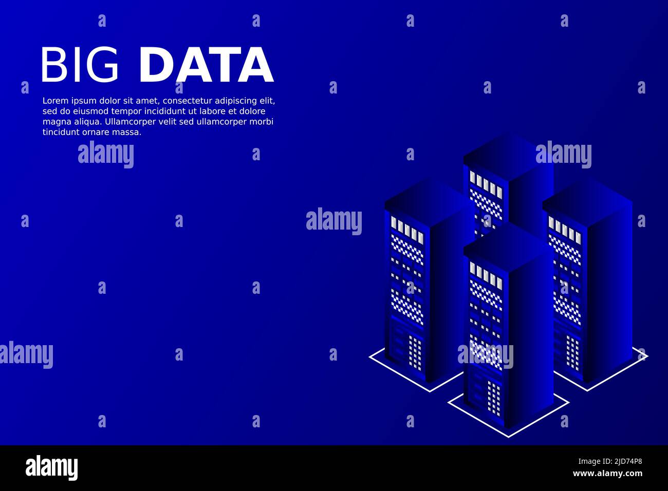 Mainframe, powered server, high technology concept, data center, cloud data storage isometric ...