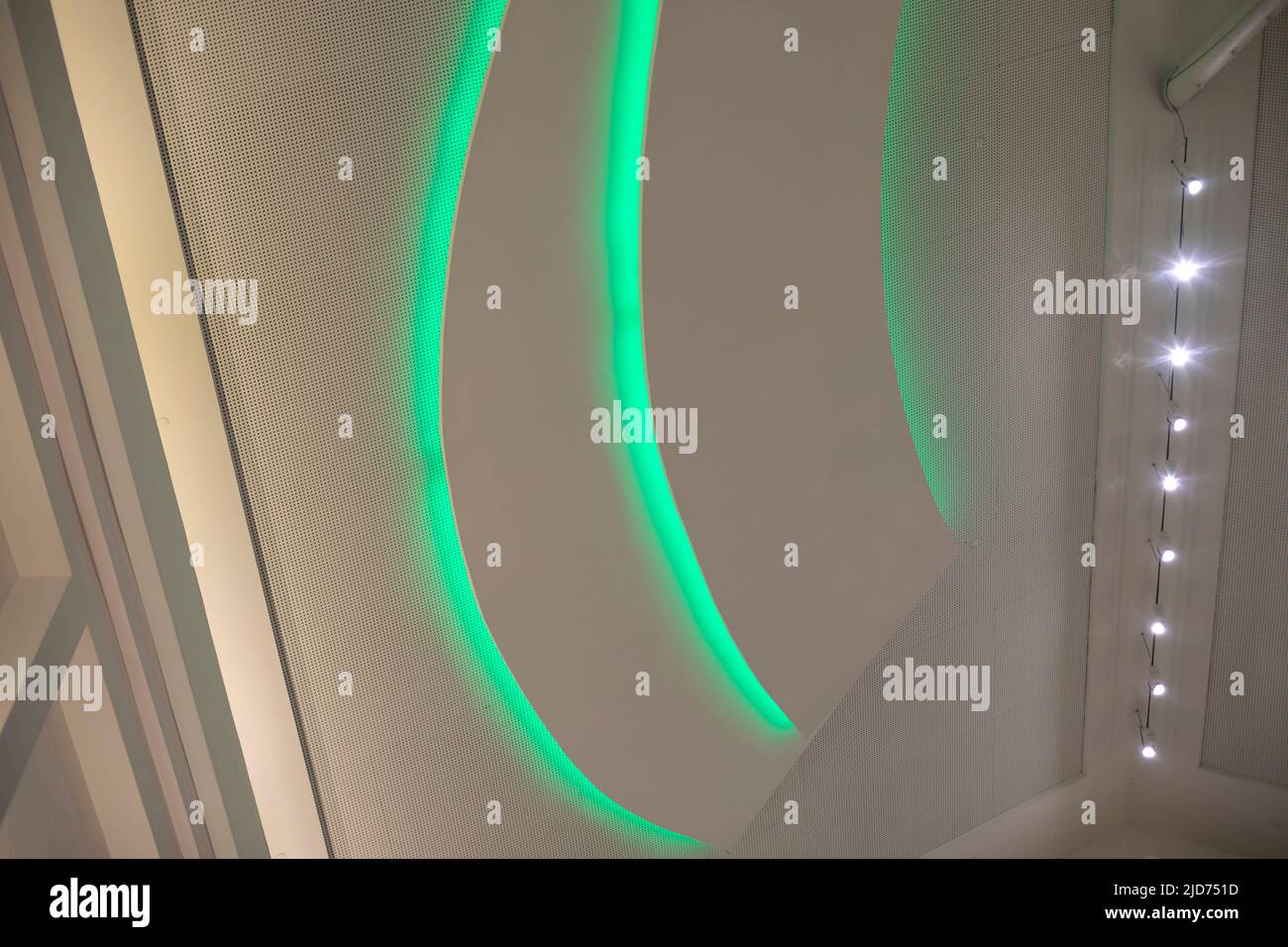 Ceiling in mall. Details of ceiling in large building. Modern ...