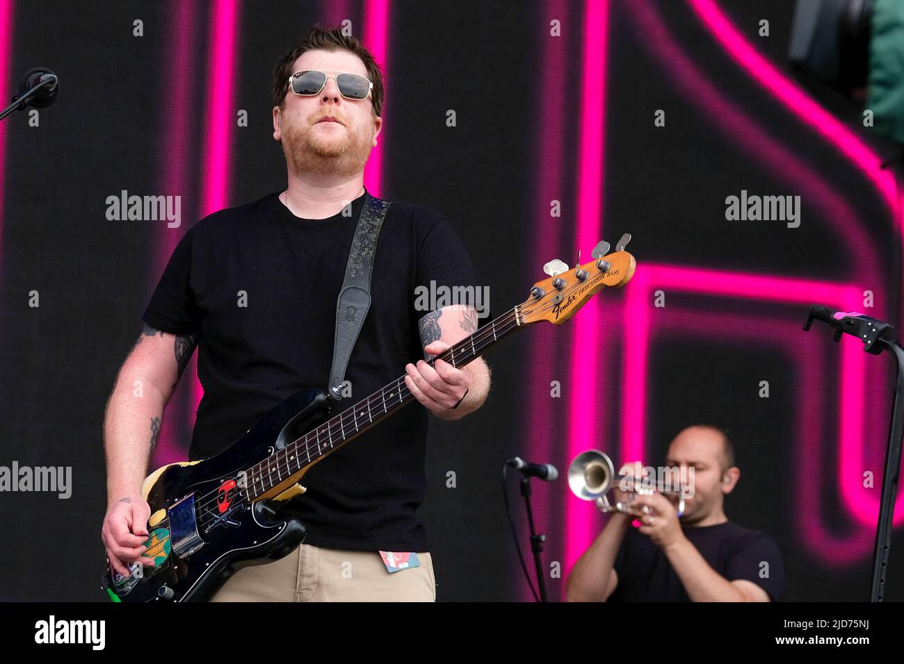 Newport, UK. 18th June, 2022. Vocalist and guitarist Barry Fratelli ...
