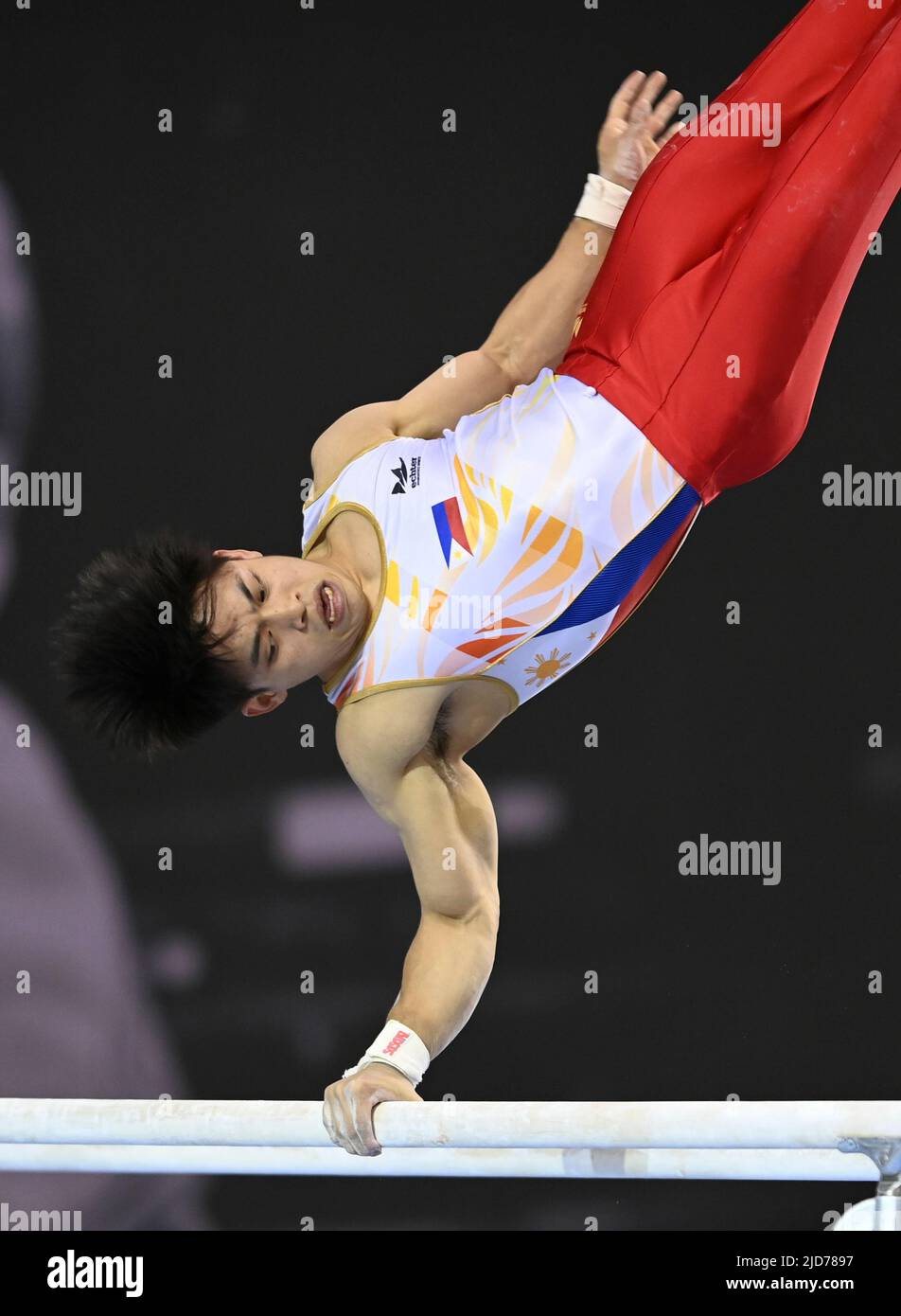 Doha. 18th June, 2022. Carlos Edriel Yulo of the Philippines competes ...