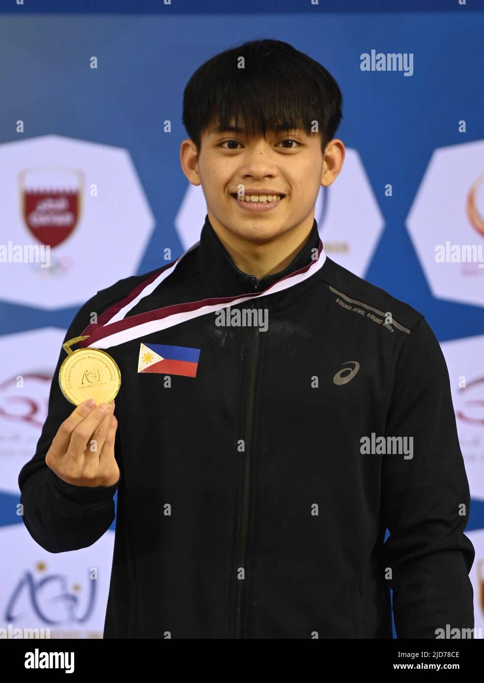 Doha. 18th June, 2022. Gold medalist Carlos Edriel Yulo of the ...