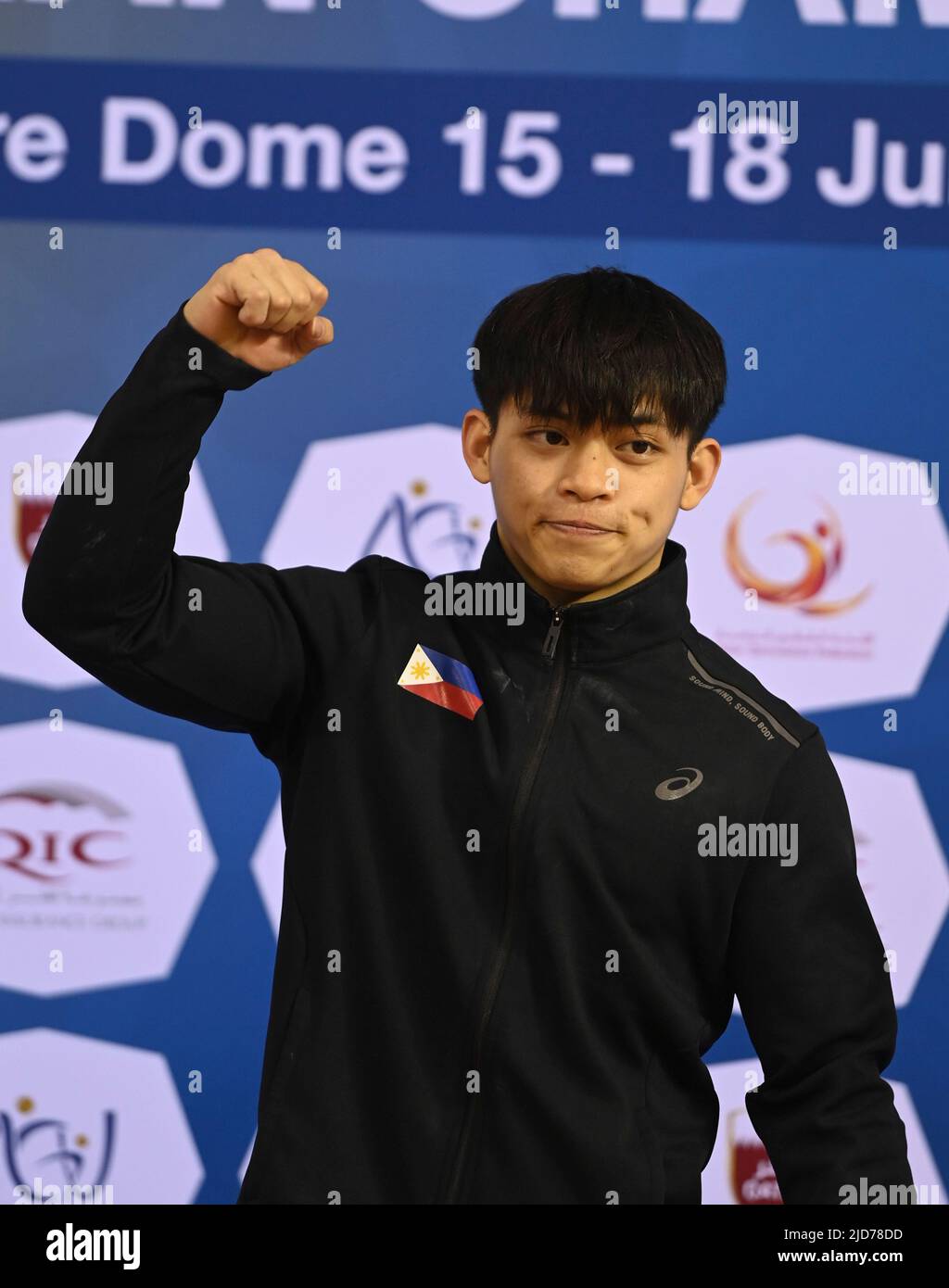 Doha. 18th June, 2022. Gold medalist Carlos Edriel Yulo of the ...