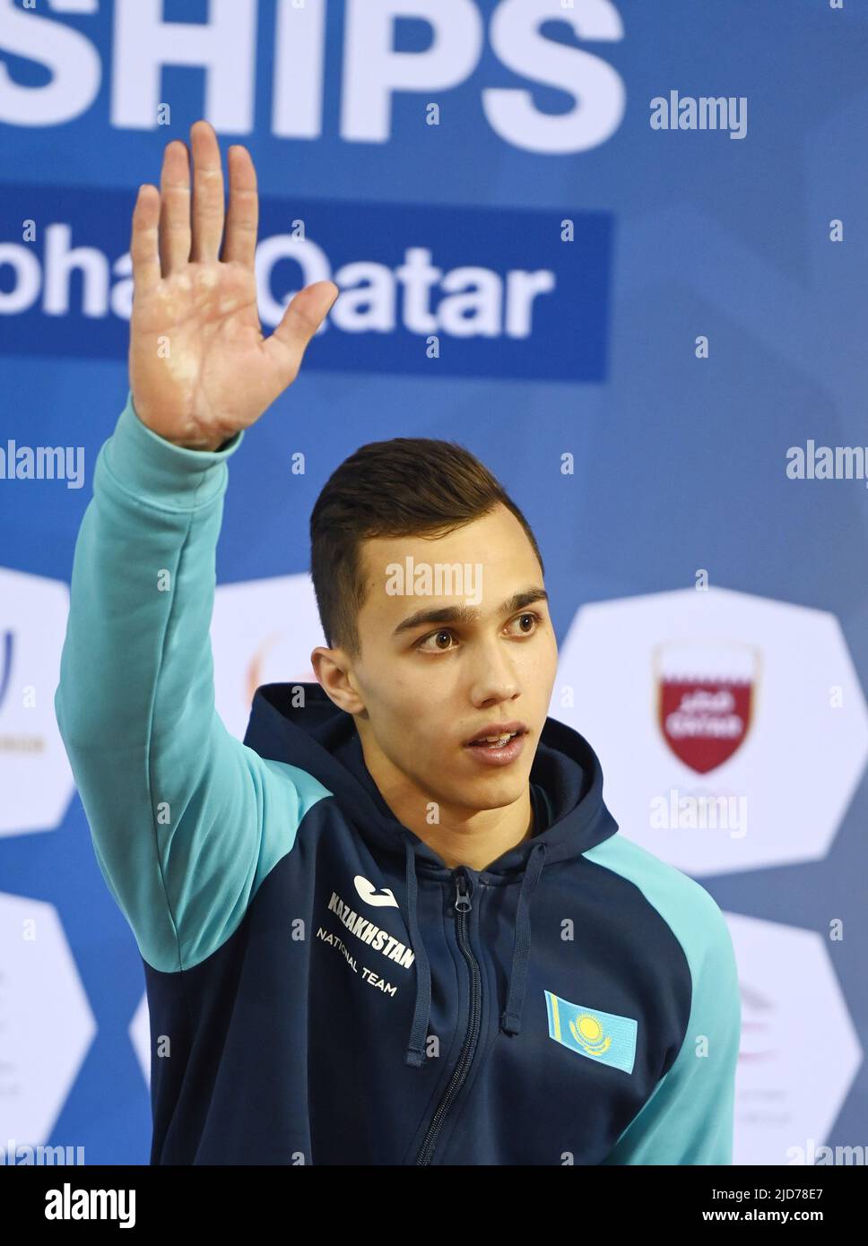 Doha. 18th June, 2022. Milad Karini of Kazakhstan attends the awarding ...