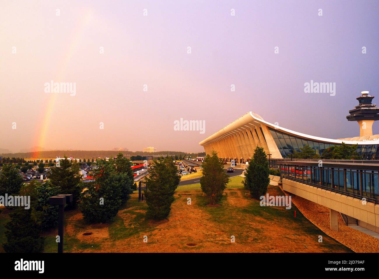 A Rainbow forms after a storm clears the area around Dulles ...