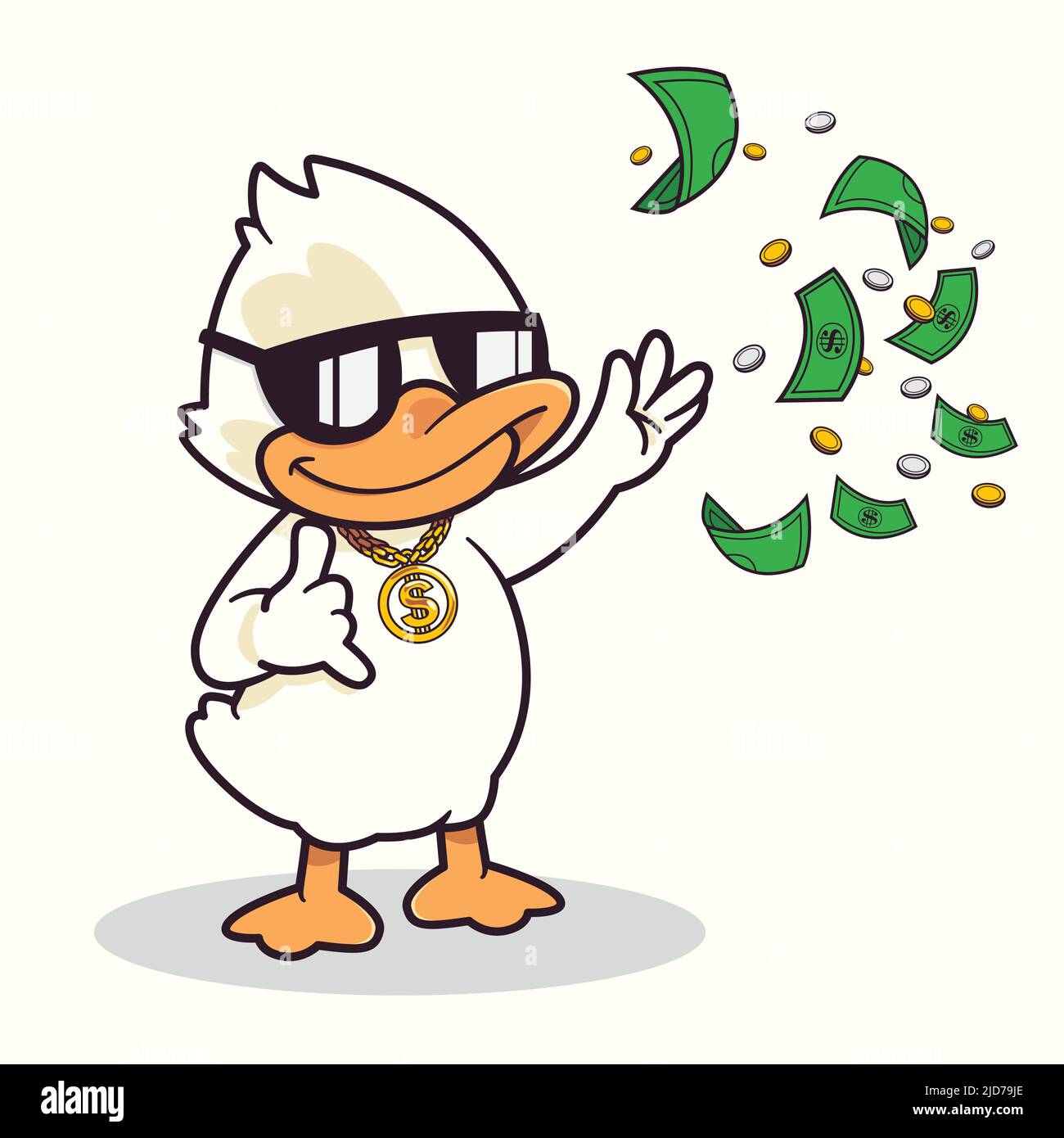 Cool Rich Duck throwing money and coins Stock Vector Image & Art - Alamy