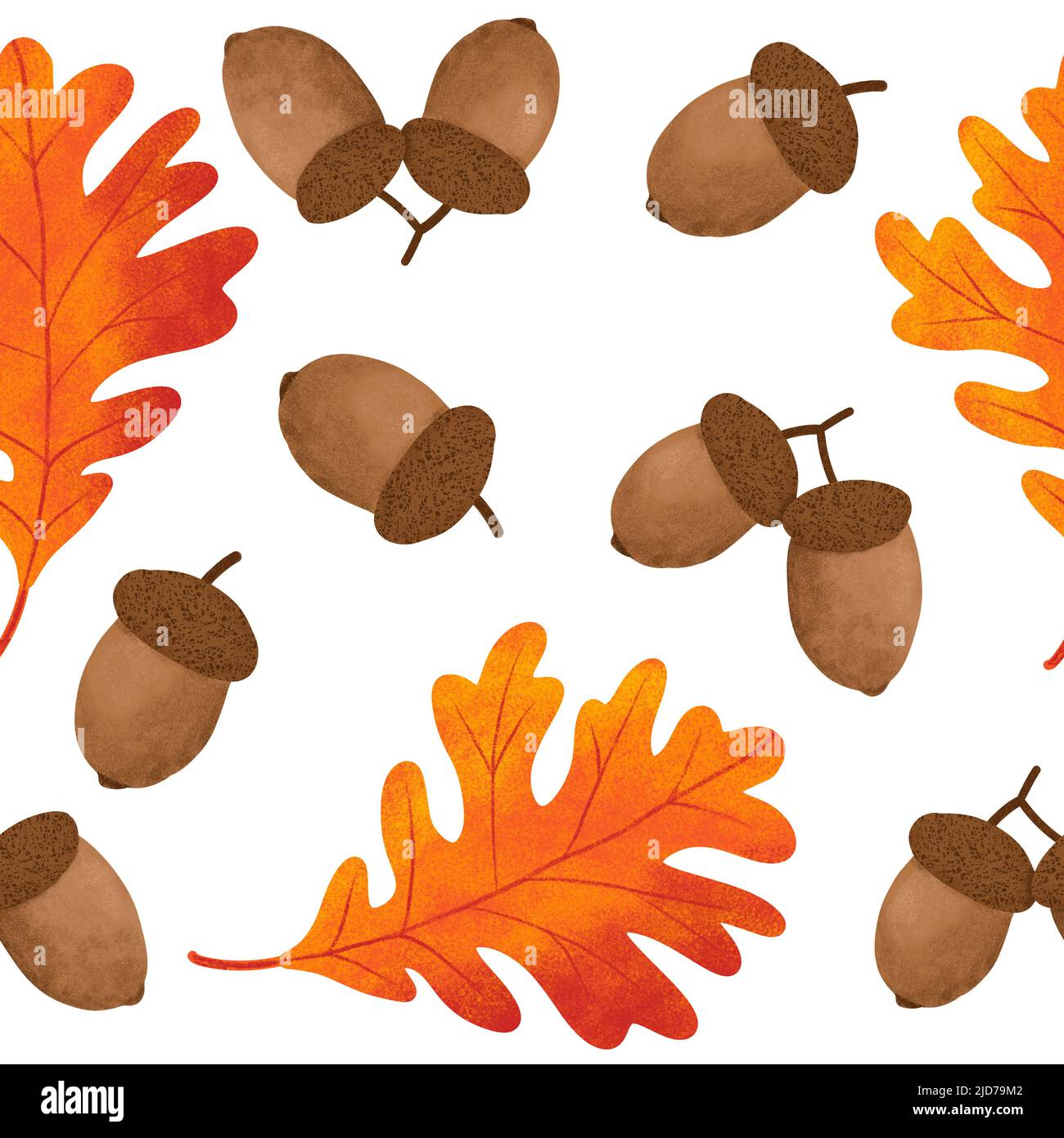 Hand drawn seamless pattern with fall autumn leaf leaves berry berries ...