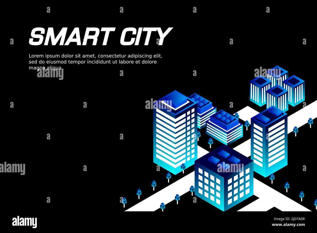 Isometric Future City. Real estate and construction industry concept ...