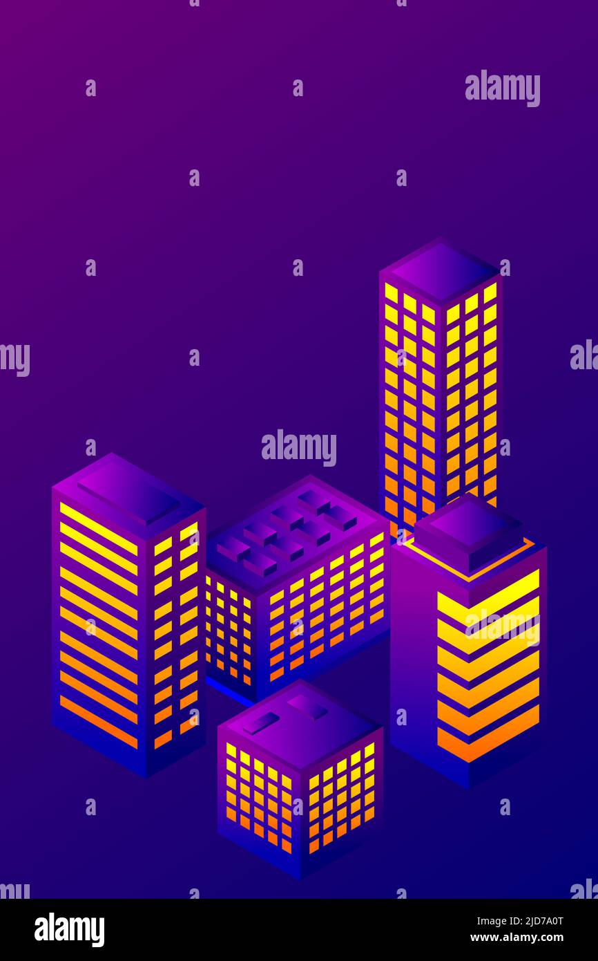 Isometric Future City. Real estate and construction industry concept ...