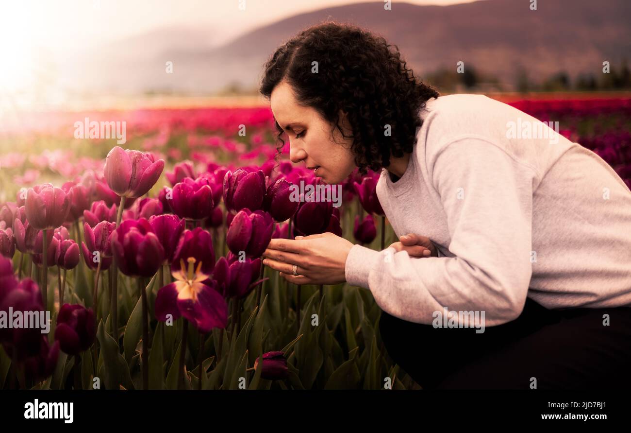 Woman spring flowers magical hi-res stock photography and images - Alamy