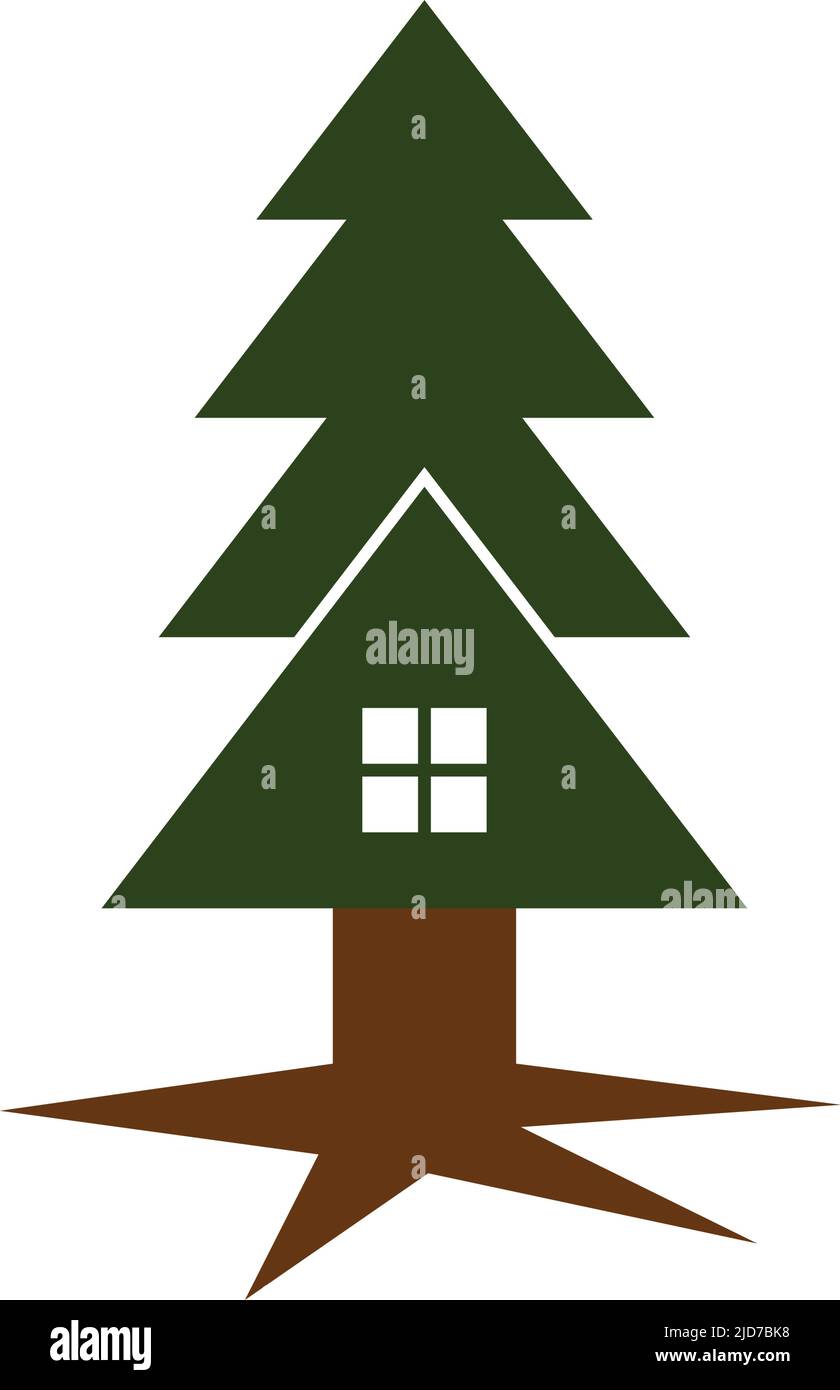real estate home cedar tree logo Icon Illustration Brand Identity Stock ...