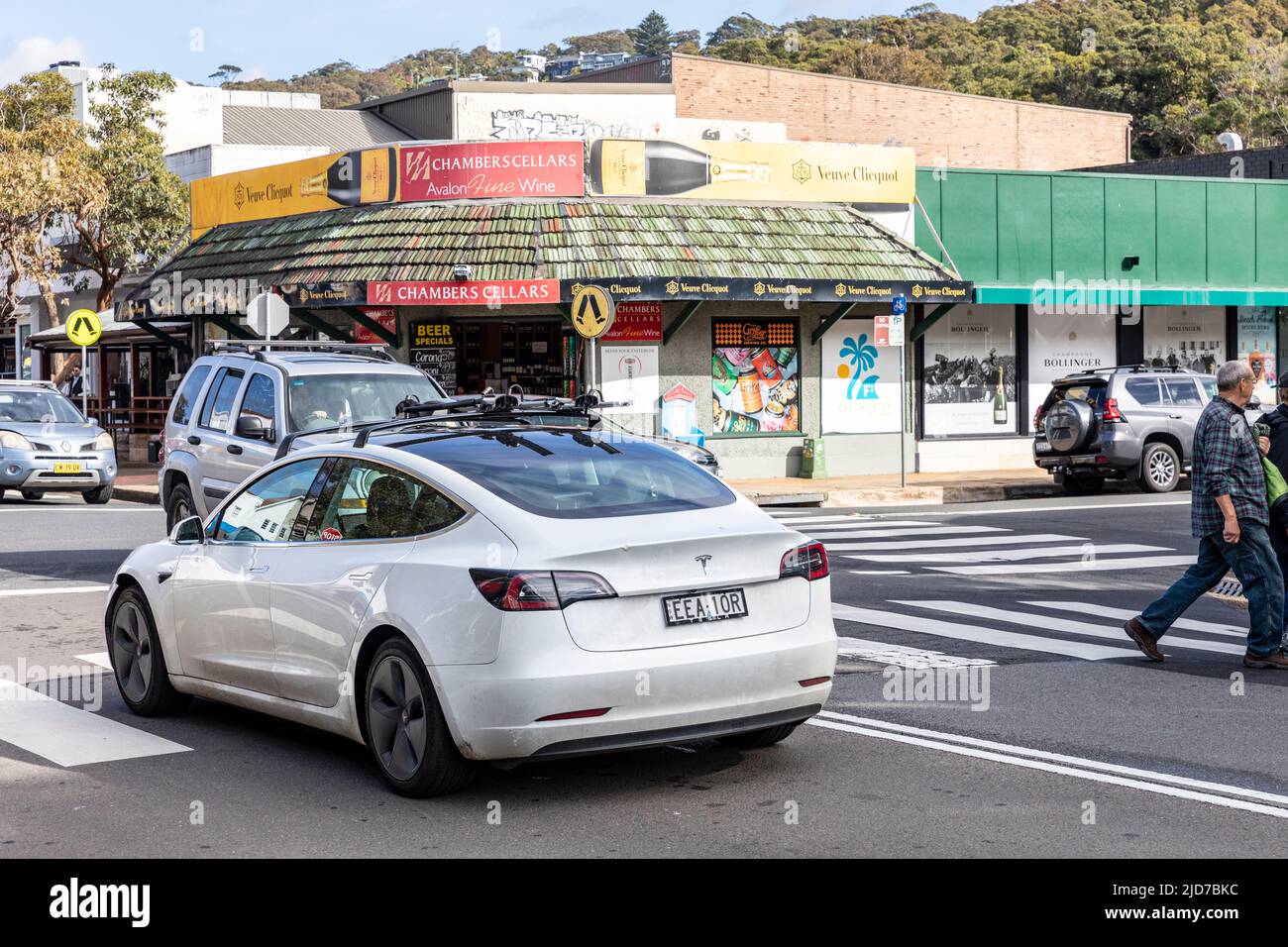 Tesla Model 3, electric car, 2019 build year, driving through Avalon ...